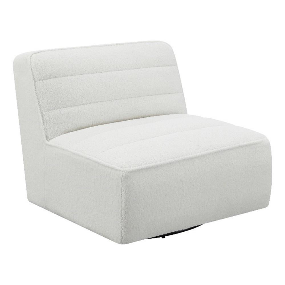 Pemberly Row Modern Faux Leather Upholstered Swivel Chair in Natural ...