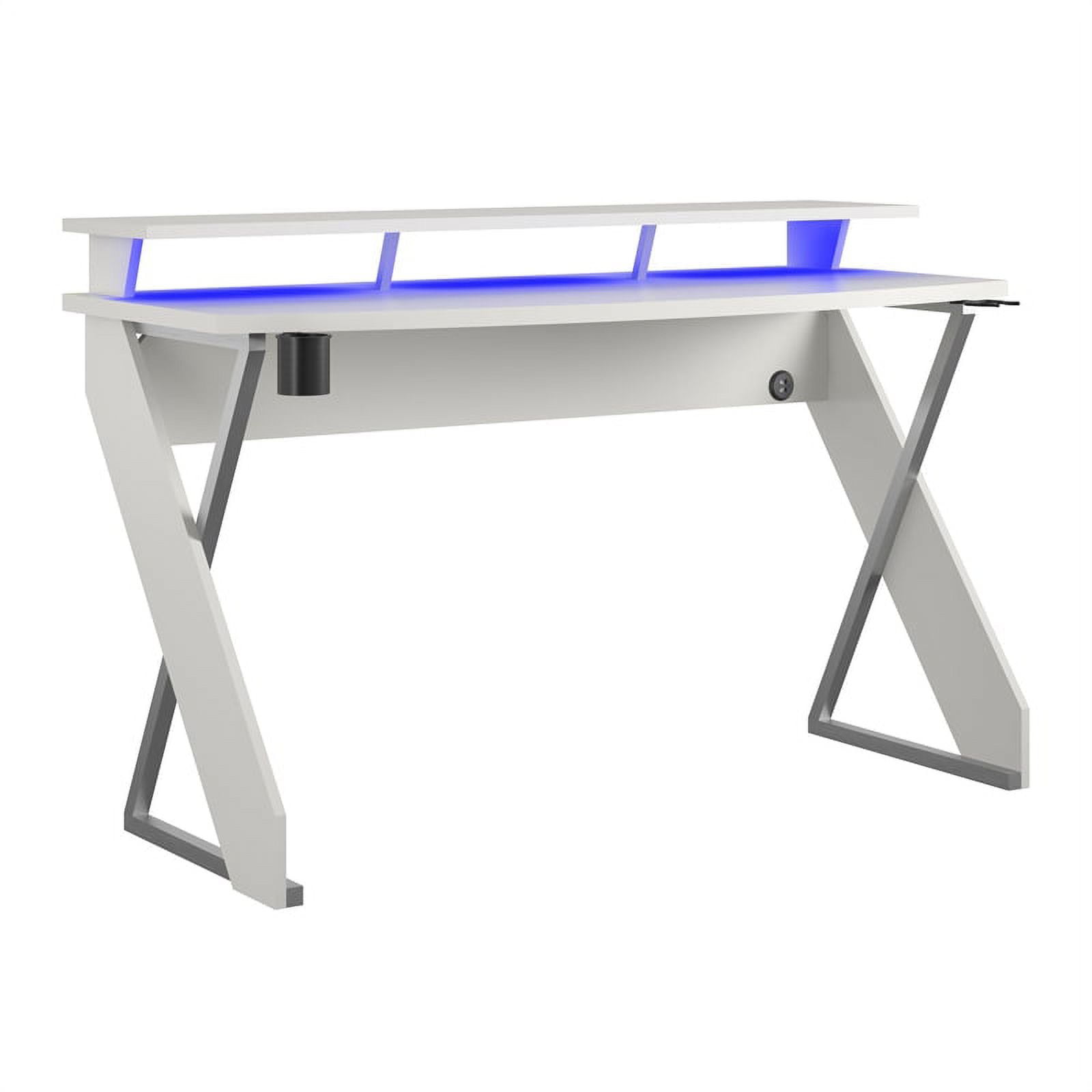 Pemberly Row Modern Gaming Desk with Riser in White - Walmart.com