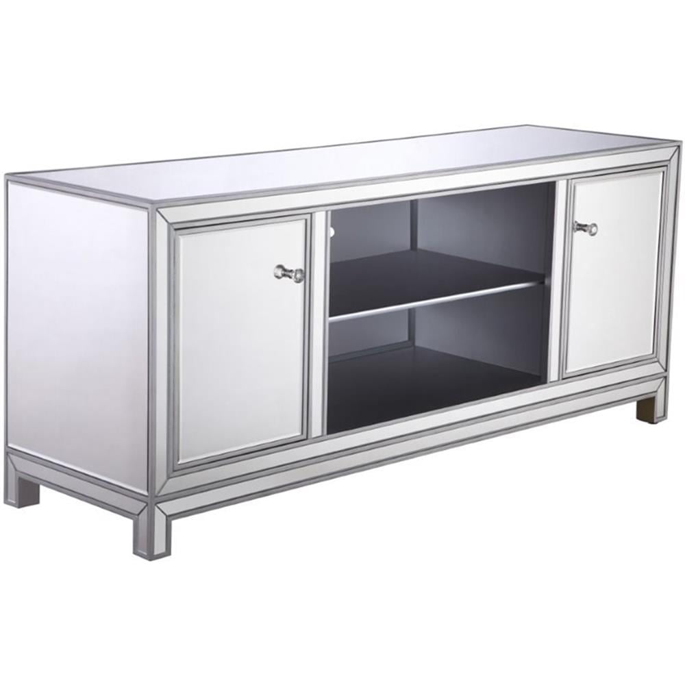 Pemberly Row Modern Glass TV stand for TVs up to 60" in Antique Silver ...