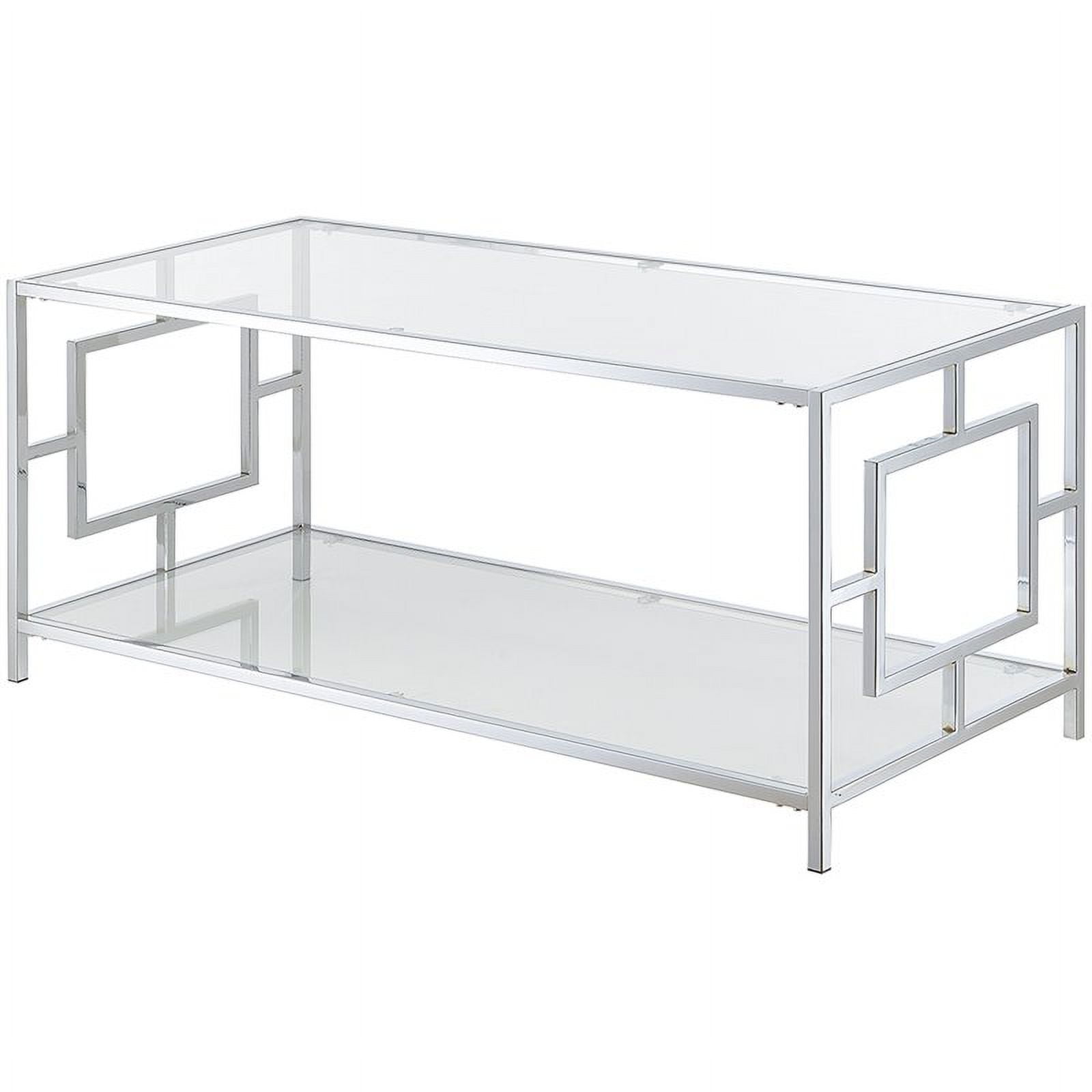 Pemberly Row Modern Glass Top Coffee Table in Chrome Metal Frame ...