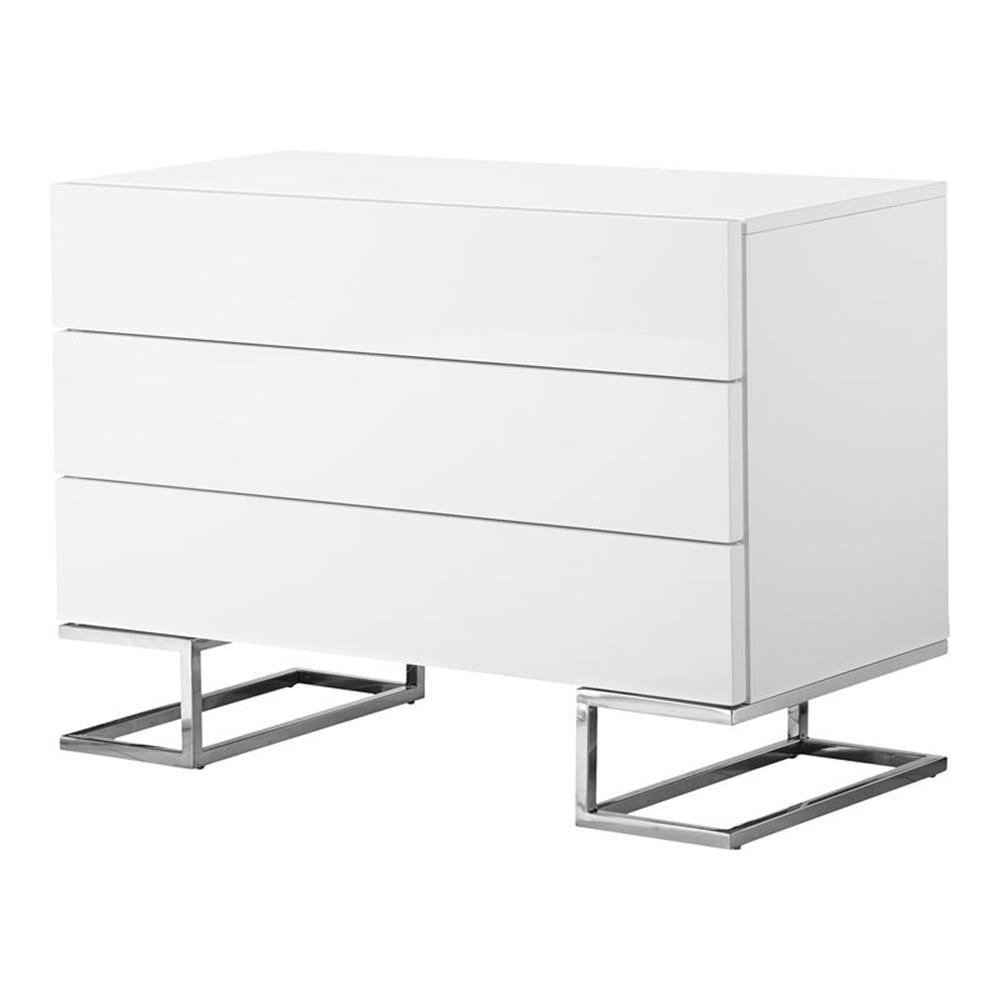 Pemberly Row Modern Gloss Lacquer & Polished Steel Metal Dresser in ...