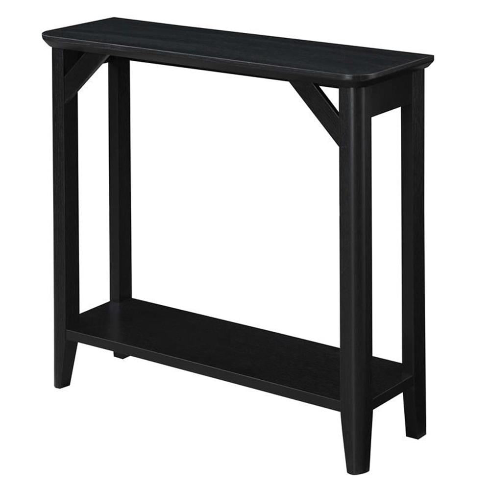 Pemberly Row Modern Hall Table with Shelf in Black Wood Finish ...