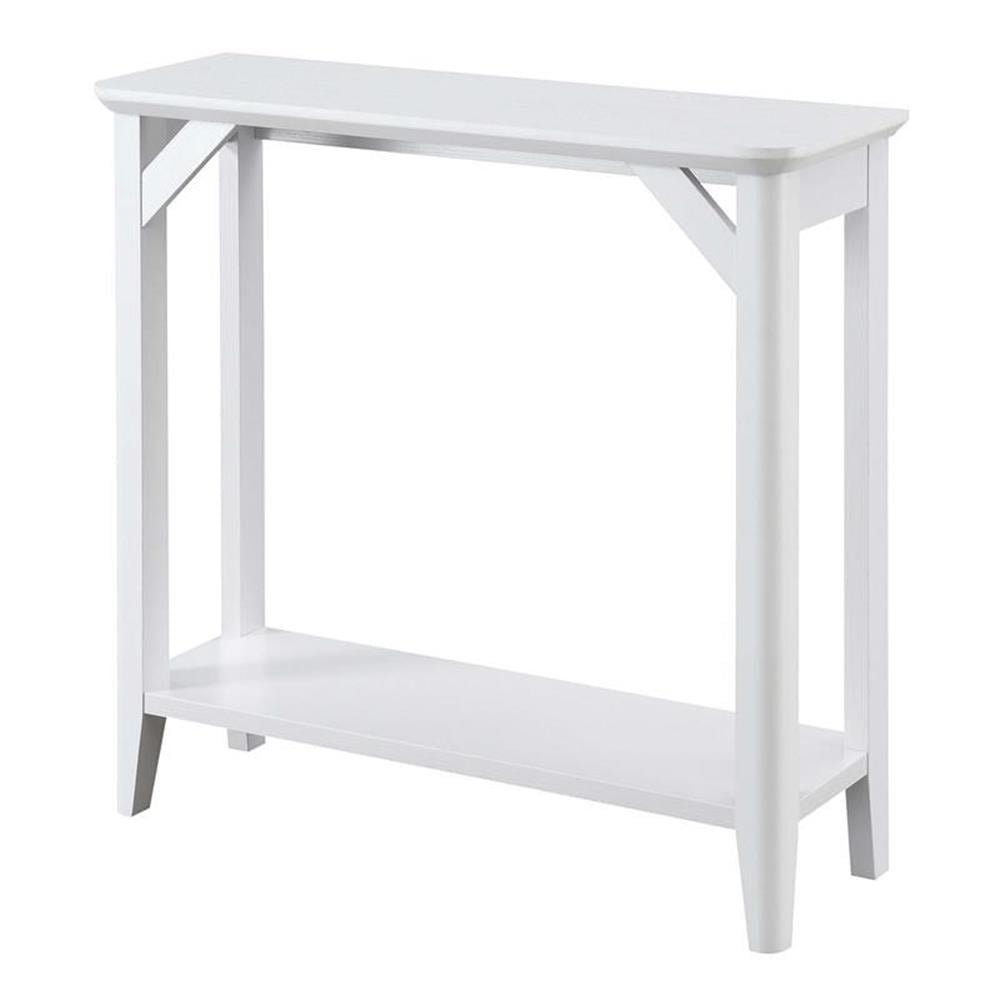 Pemberly Row Modern Hall Table with Shelf in White Wood Finish ...