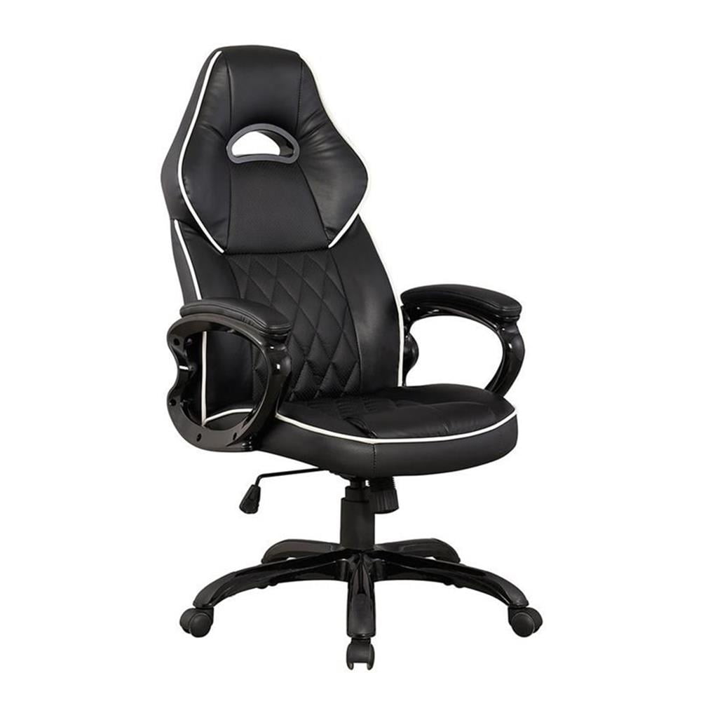 Pemberly Row Modern Height Adjustable Sport Race Chair in Black ...