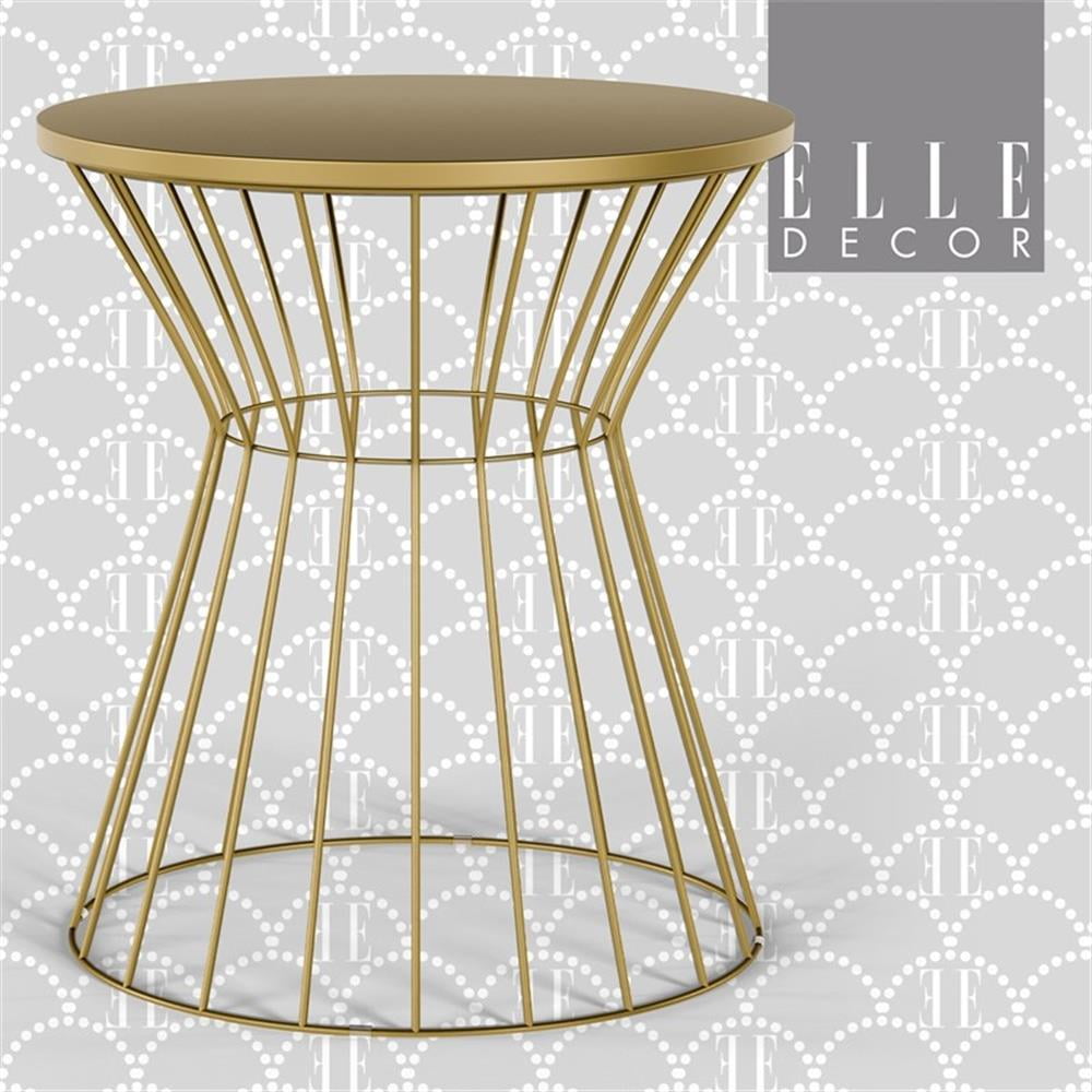 Pemberly Row Modern Hourglass End Table with Metal Top for Bedroom Gold ...