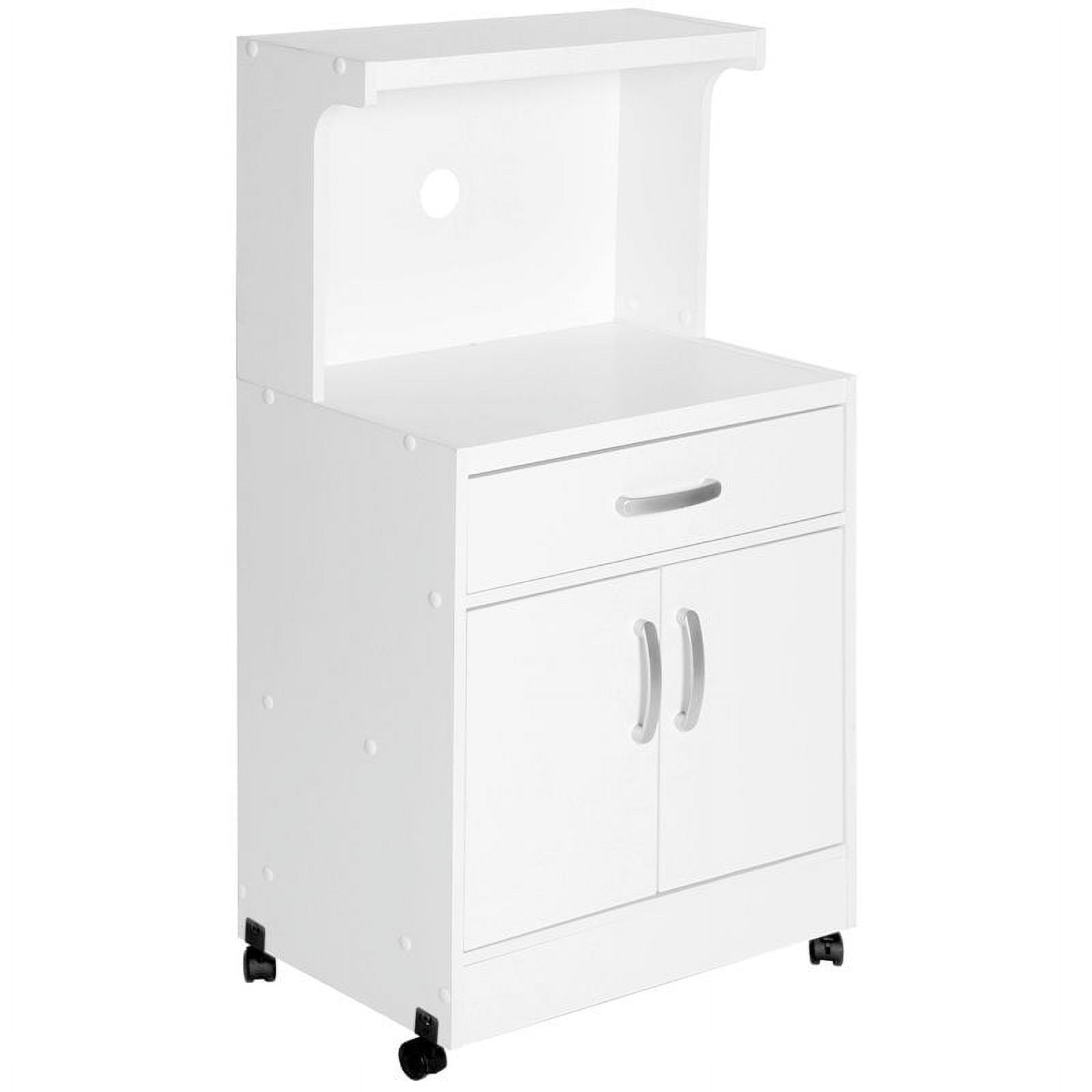 Pemberly Row Modern Kitchen Wooden Microwave Cart in White - Walmart.com
