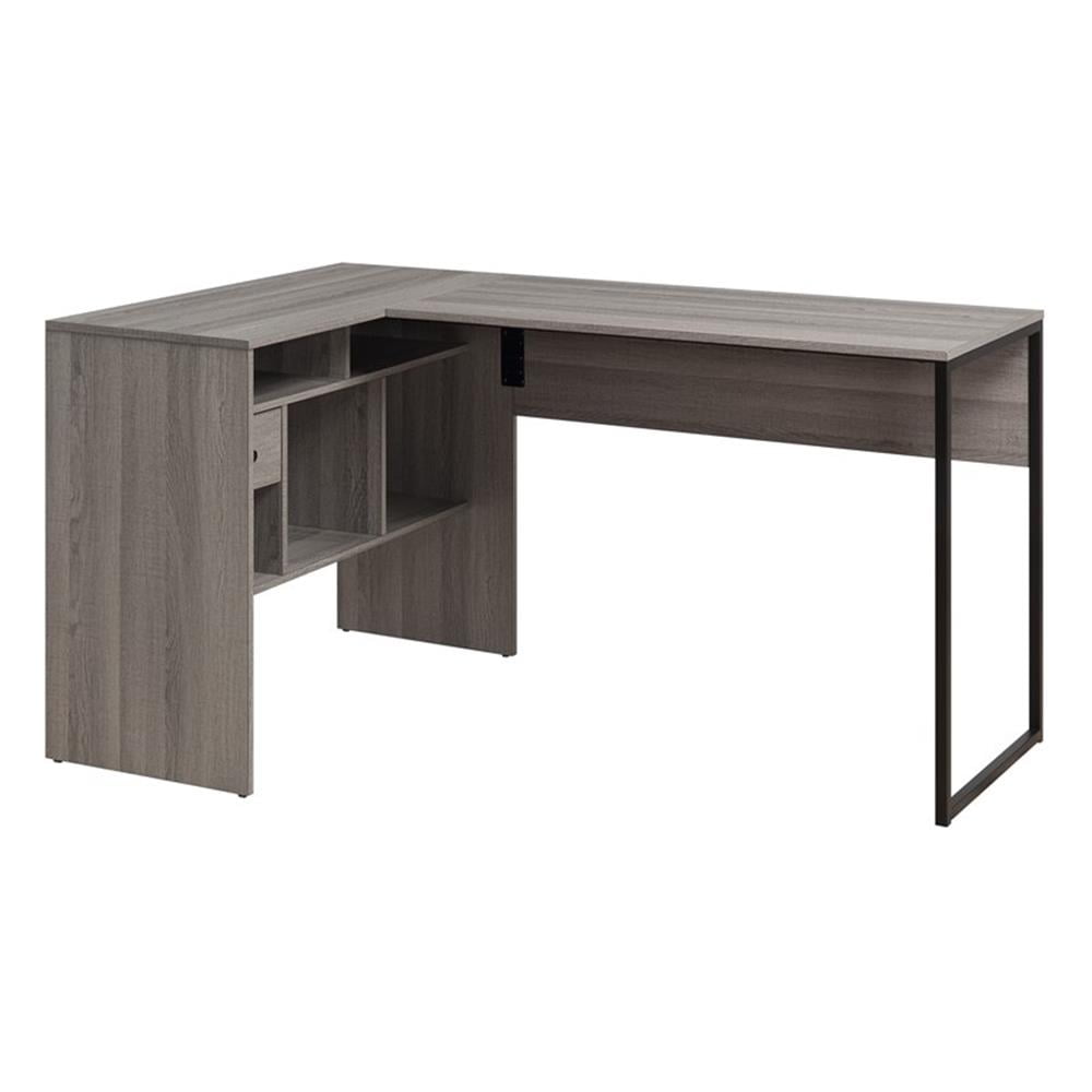 Pemberly Row Modern Lane L-Shape Desk in Farm Oak Gray Finish - Walmart.com