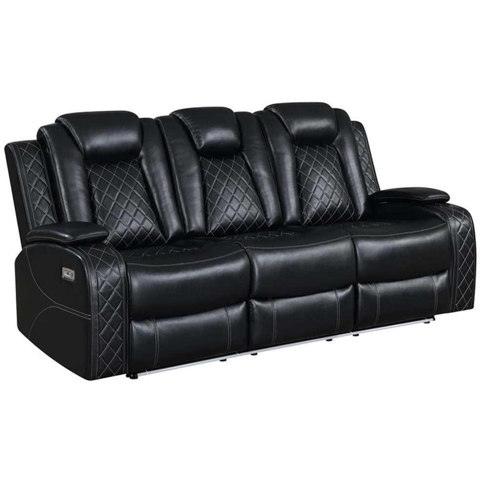 Pemberly Row Modern Leather Sofa with Dual Recliners in Black - Walmart.com