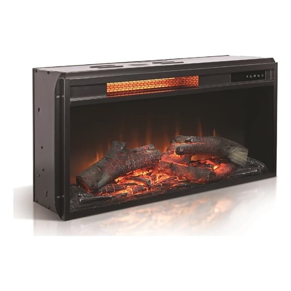 Pemberly Row Modern Metal 28" Log Fireplace Heater Insert in Black ...