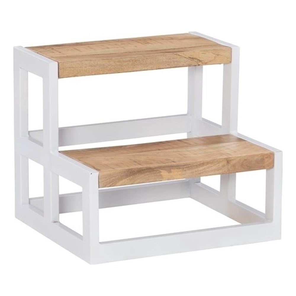 Pemberly Row Modern Metal Bed Steps With Iron Frame in White - Walmart.com