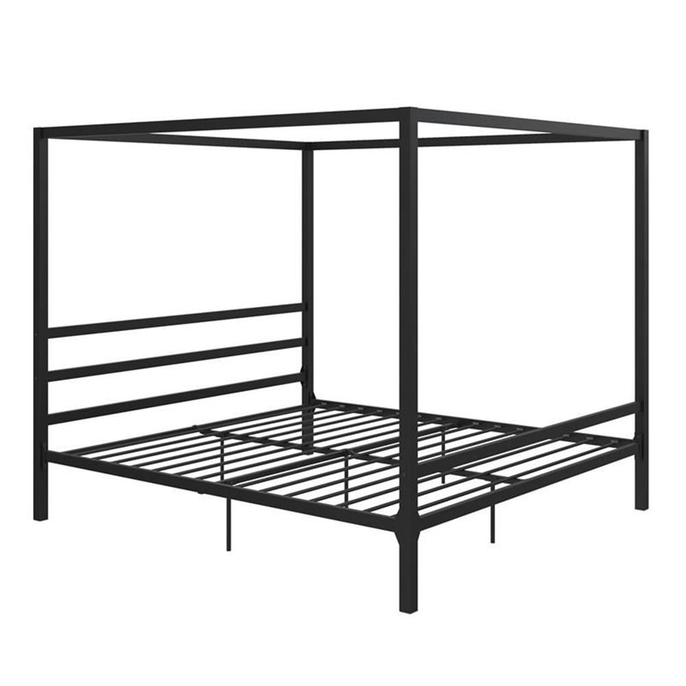 Pemberly Row Modern Metal Canopy Poster Bed in King in Black - Walmart.com