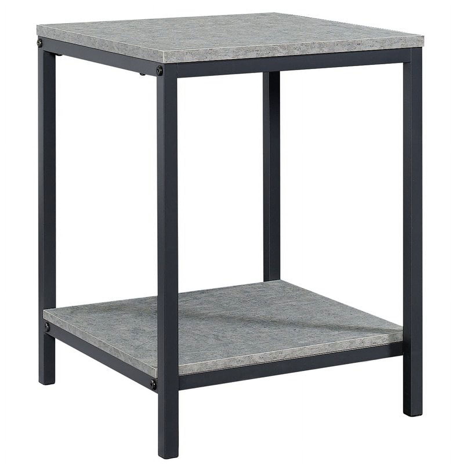 Pemberly Row Modern Metal End Table in Faux Concrete and Black ...