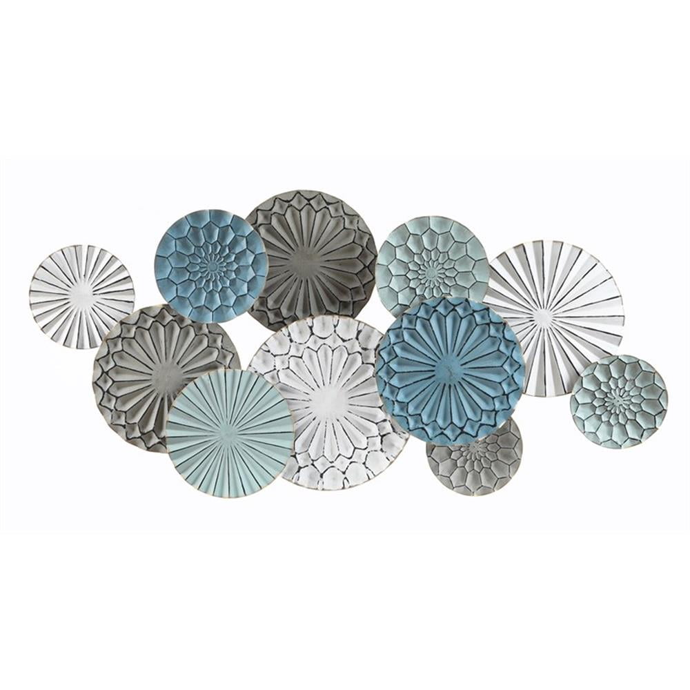 Pemberly Row Modern Metal Floral Layered Plates Wall Art in Multi-Color ...