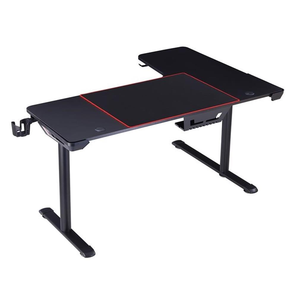 Pemberly Row Modern Metal Gaming Desk with Outlets in Black Finish ...