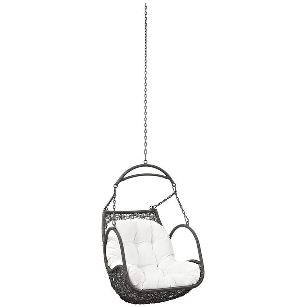 Pemberly Row Modern Metal Outdoor Swing Chair without Stand in White ...