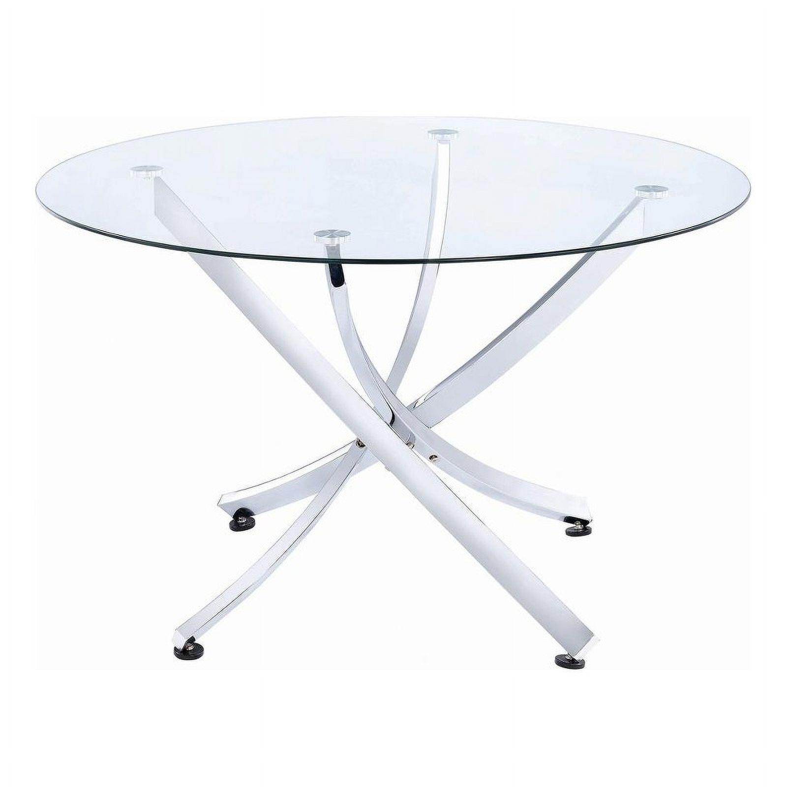 Pemberly Row Modern Metal Round Dining Table Chrome and Clear - Walmart.com