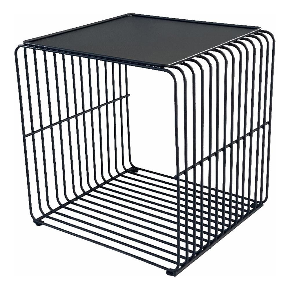Pemberly Row Modern Metal Side Table with A Tray Top in Black - Walmart.com