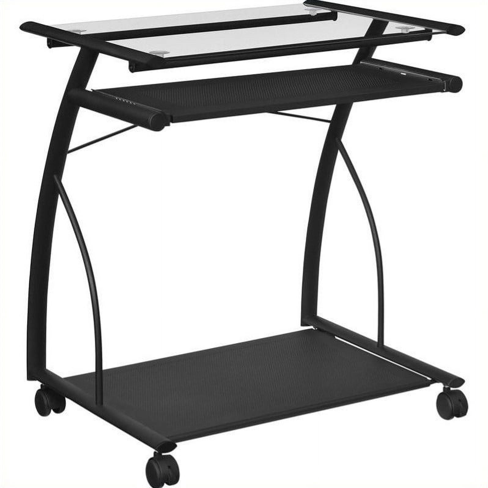 Pemberly Row Modern Mobile Computer Cart and Desk in Black Finish ...