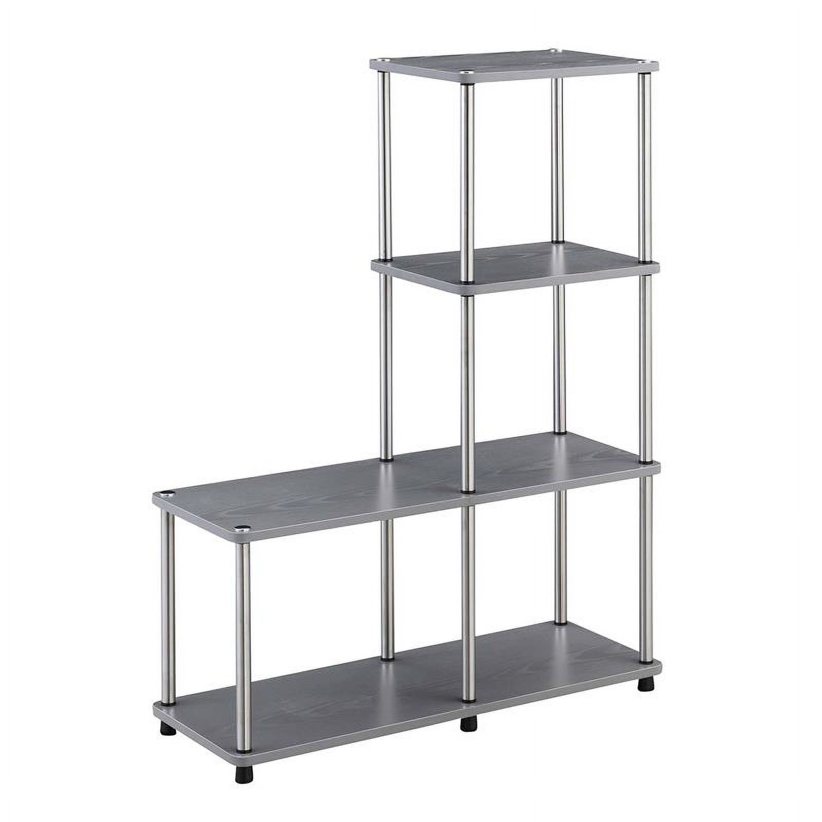 Pemberly Row Modern Multi Shelf L Bookshelf in Gray Wood Finish ...