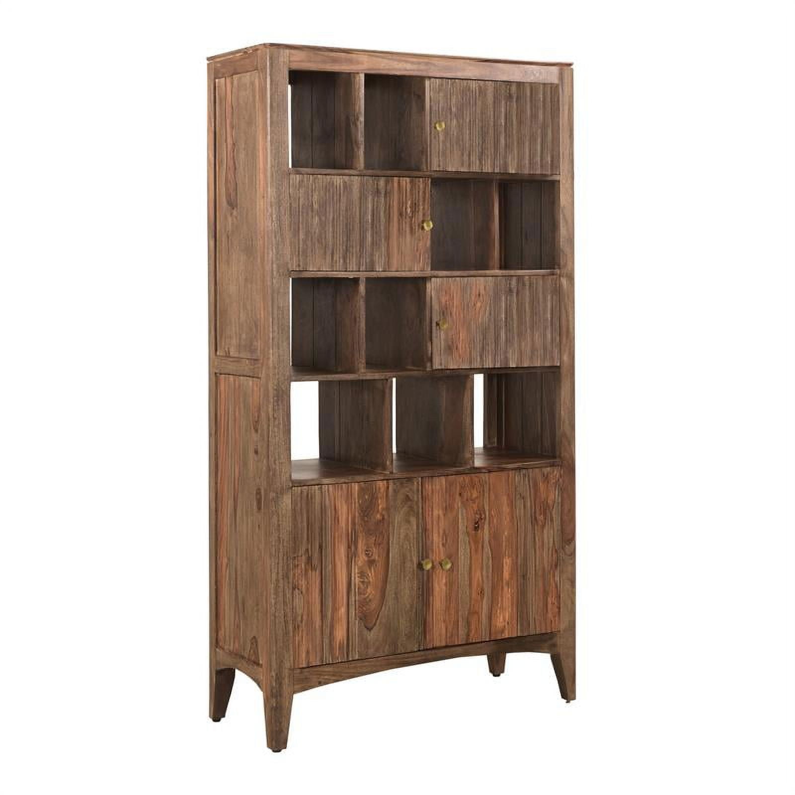 Pemberly Row Modern Natural Brown Sheesham Wood Five Door Bookcase ...