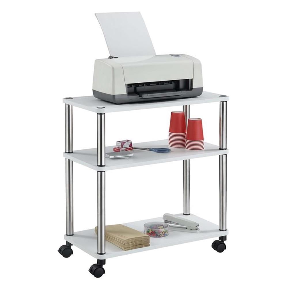 Pemberly Row Modern Office Caddy in White Wood Finish With Casters ...