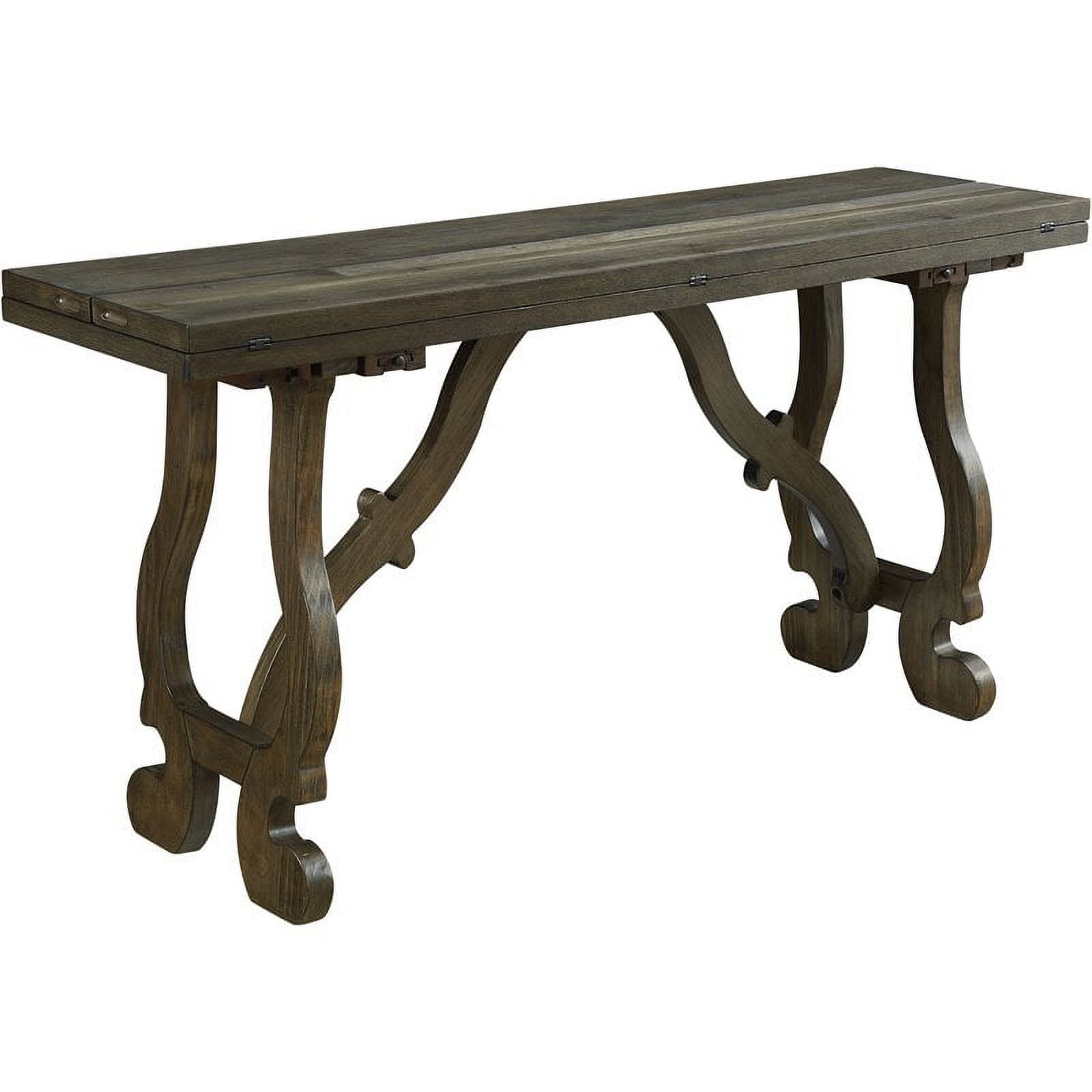 Pemberly Row Modern Park Brown Fold-Out Plank Style Top Console ...