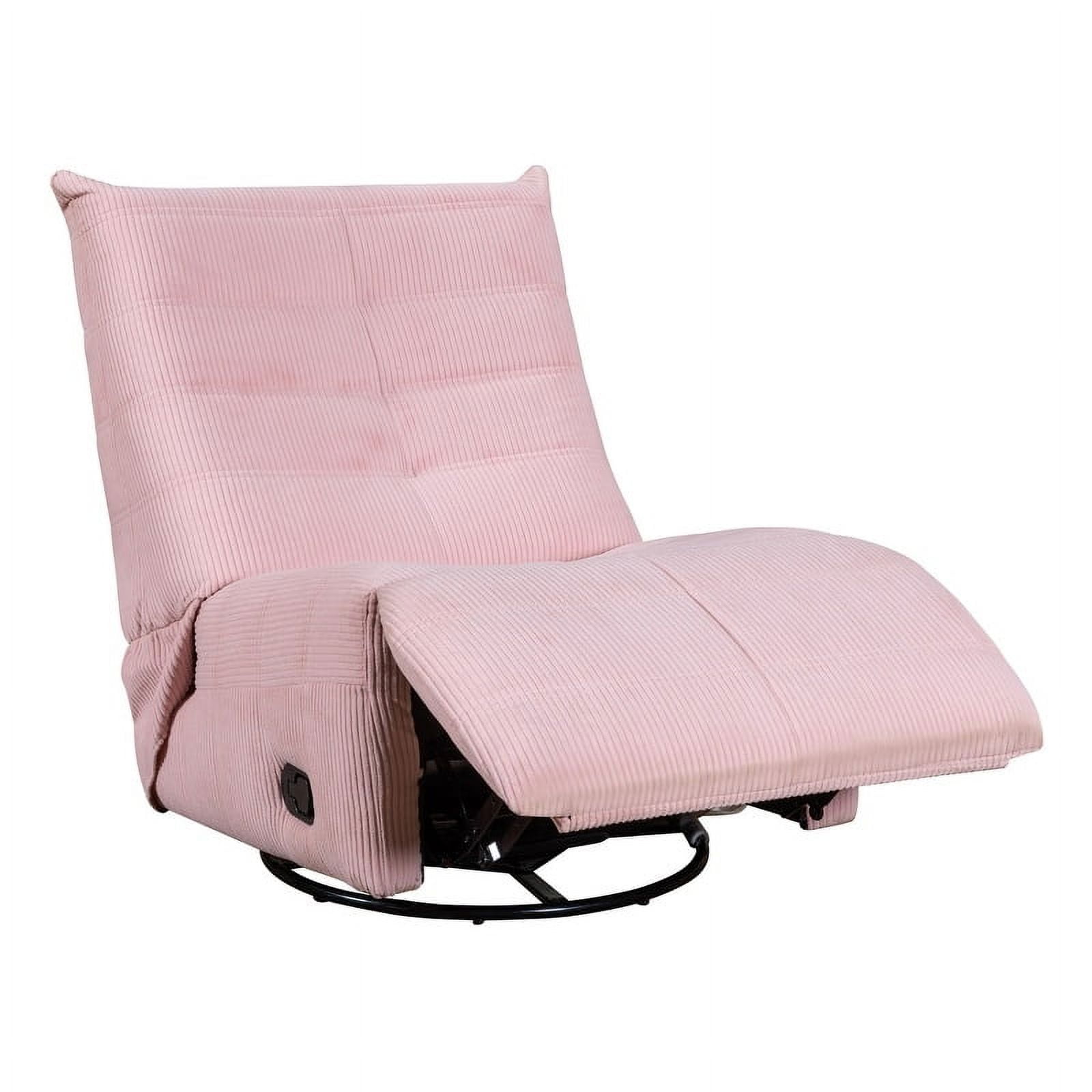 Pemberly Row Modern Pink Corduroy Fabric Swivel Glider Recliner ...