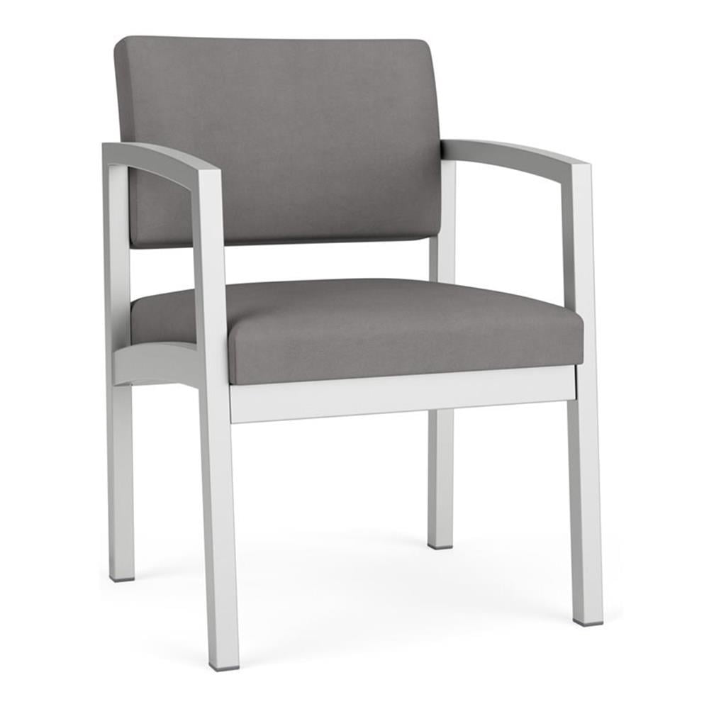 Pemberly Row Modern Polyurethane Guest Chair in Silver/Castillo Metal ...