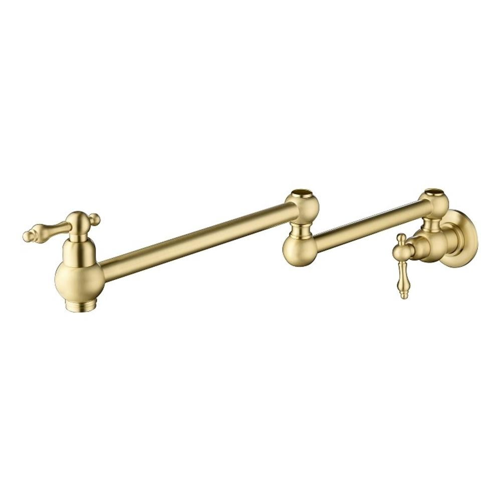 Pemberly Row Modern Pot Filler Faucet Brass Wall Mount in Gold ...