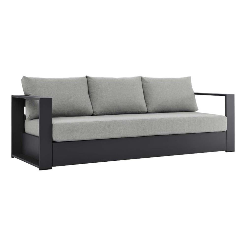 Pemberly Row Modern Powder-Coated Aluminum/Fabric Outdoor Sofa in Gray ...