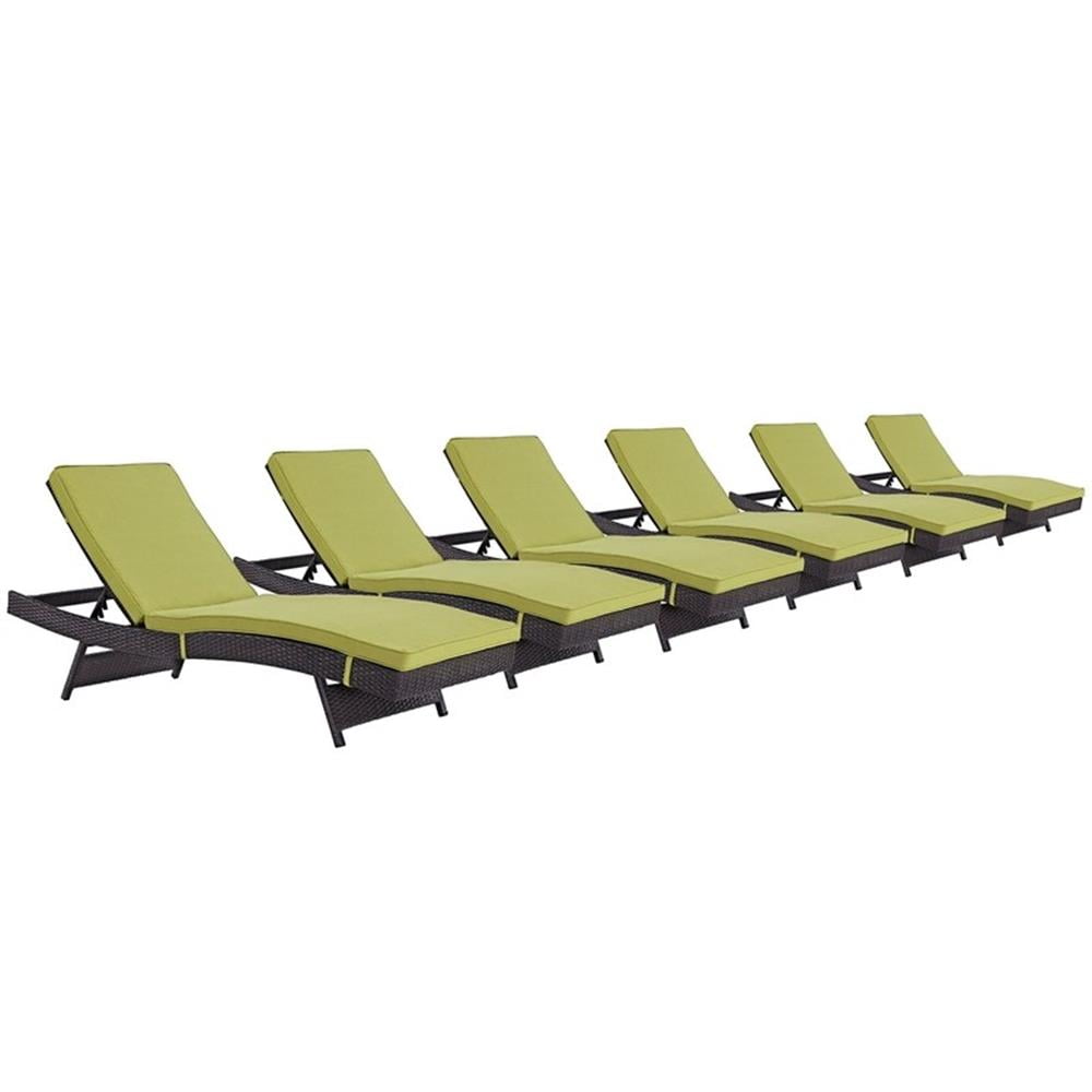 Pemberly Row Modern Rattan Outdoor Chaise in Espresso/Peridot Green ...