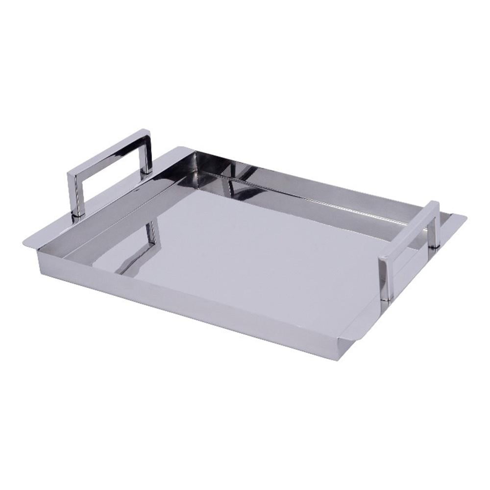 Pemberly Row Modern Rectangle Serving Tray - Polished Silver - Walmart.com