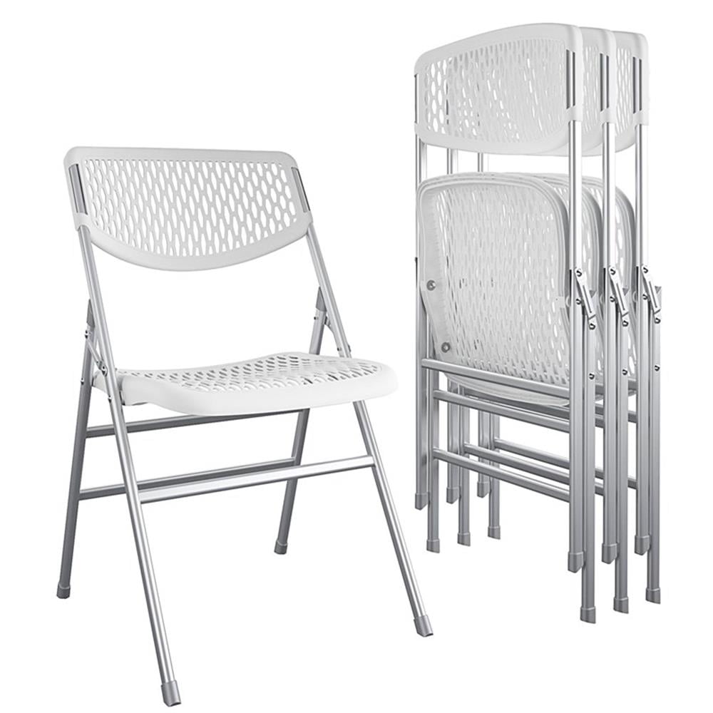 Pemberly Row Modern Resin Mesh Folding Chair in White (4-Pack ...