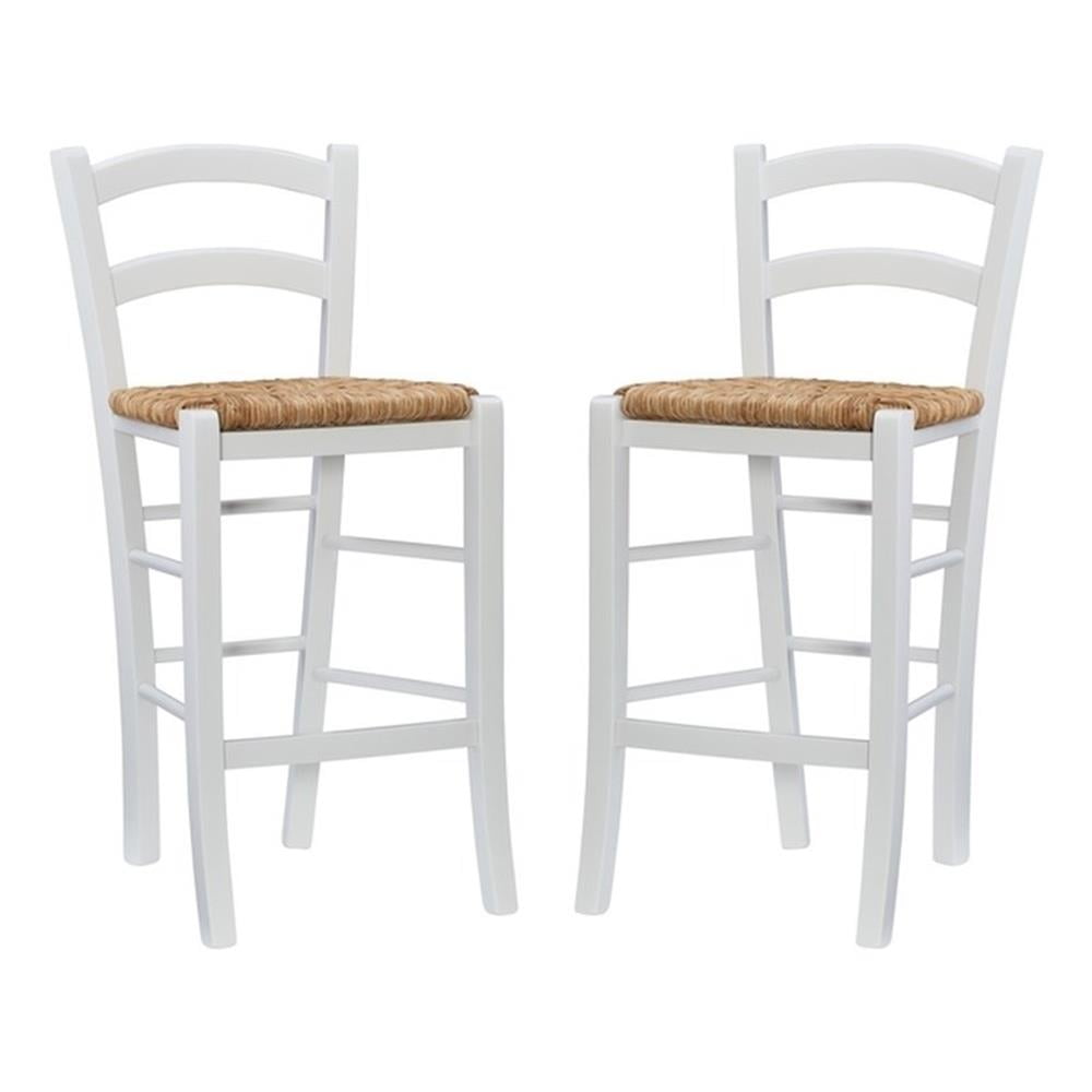Pemberly Row Modern Set of Two Wood 24.4" Counter Stools in White ...