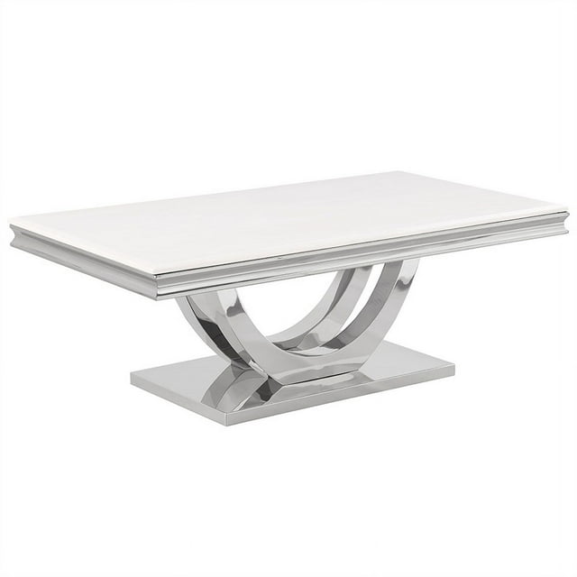 Pemberly Row Modern Silver Rectangle Faux Marble Coffee Table - Walmart.com