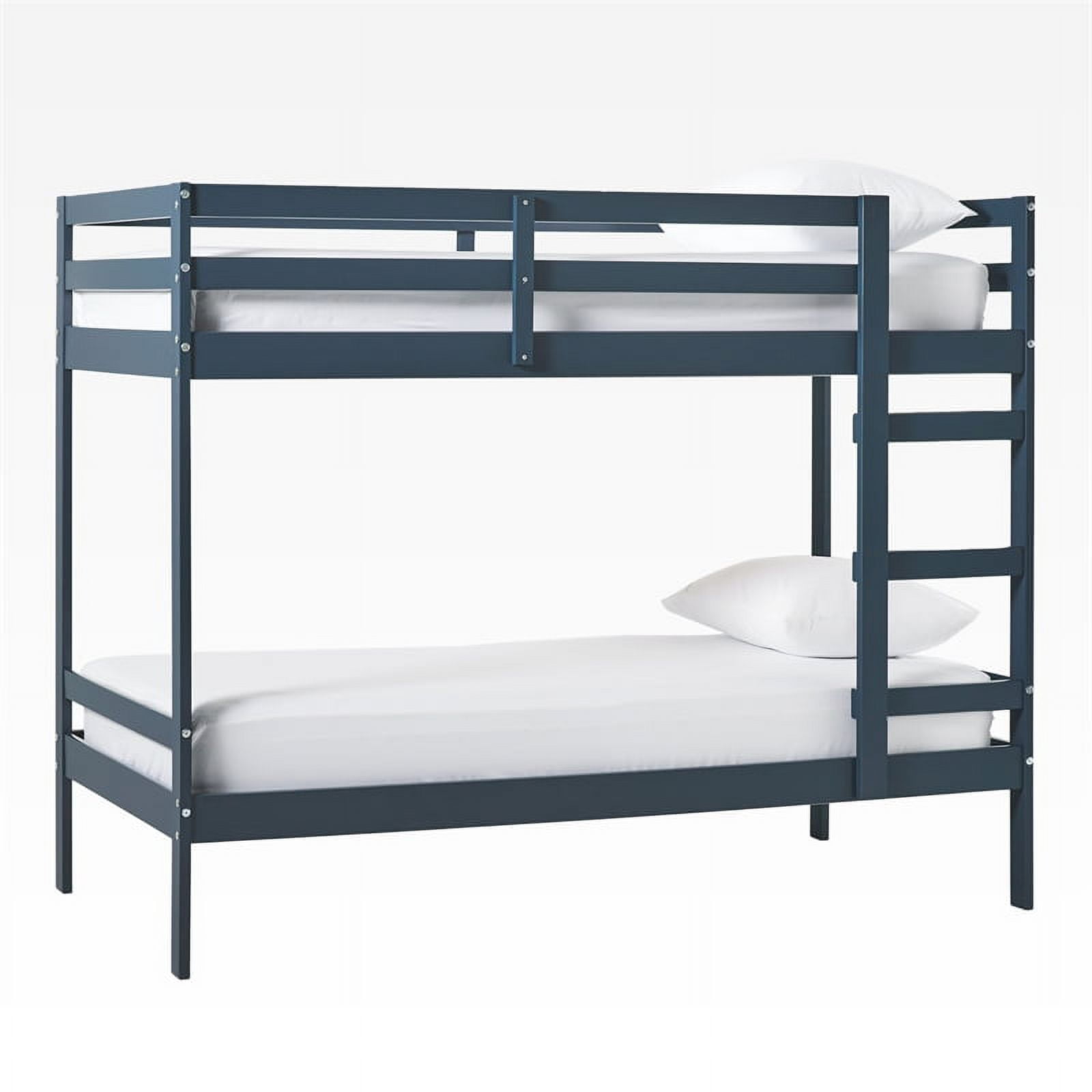 Pemberly Row Modern Solid Wood Twin Over Twin Simple Bunk Bed in ...