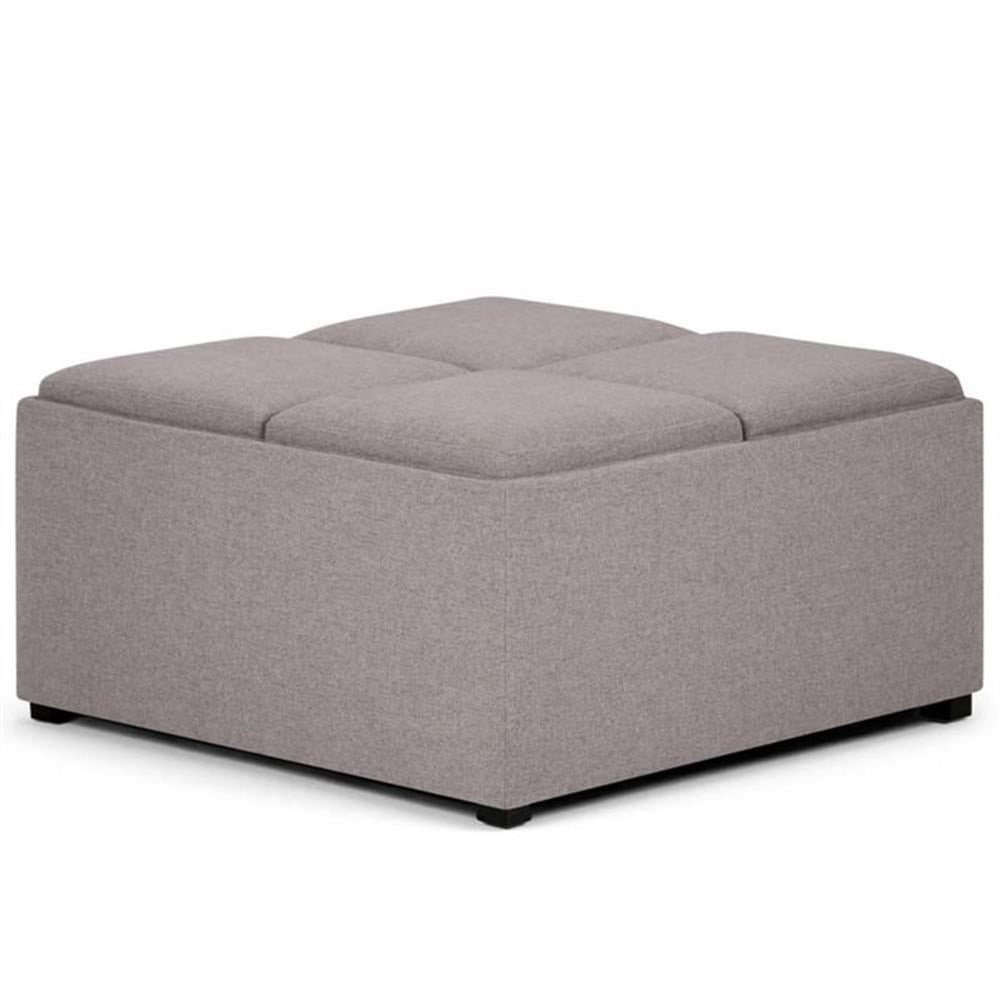Pemberly Row Modern Solid wood Square Ottoman in Cloud Gray - Walmart.com