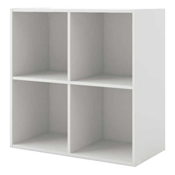 Pemberly Row Modern Stackable Wood 4-Cube Bookcase in White Finish ...