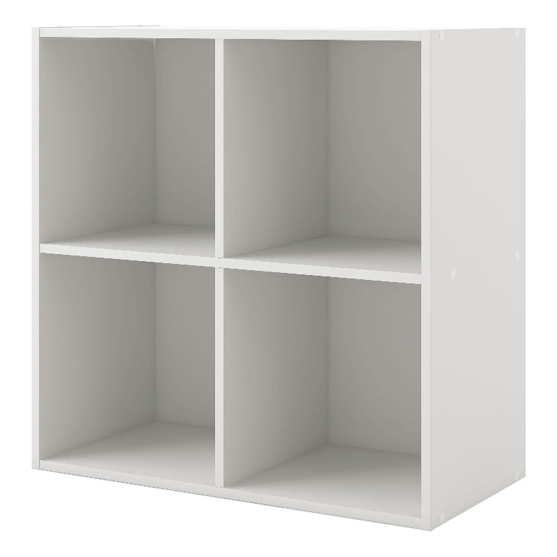 Pemberly Row Modern Stackable Wood 4-Cube Bookcase in White Finish ...