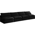 Pemberly Row Modern Standard Black Velvet Modular Armless Sofa ...