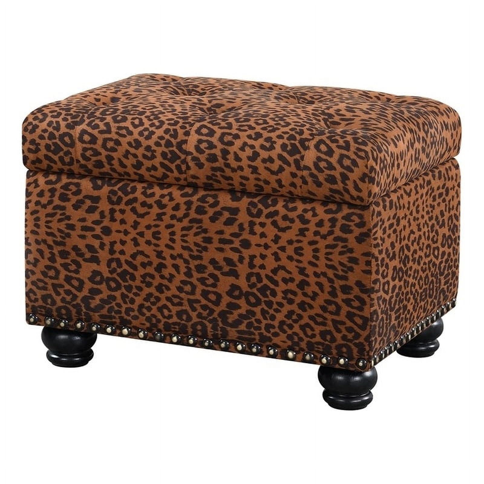 Pemberly Row Modern Storage Ottoman in Leopard Multi-Color Fabric ...