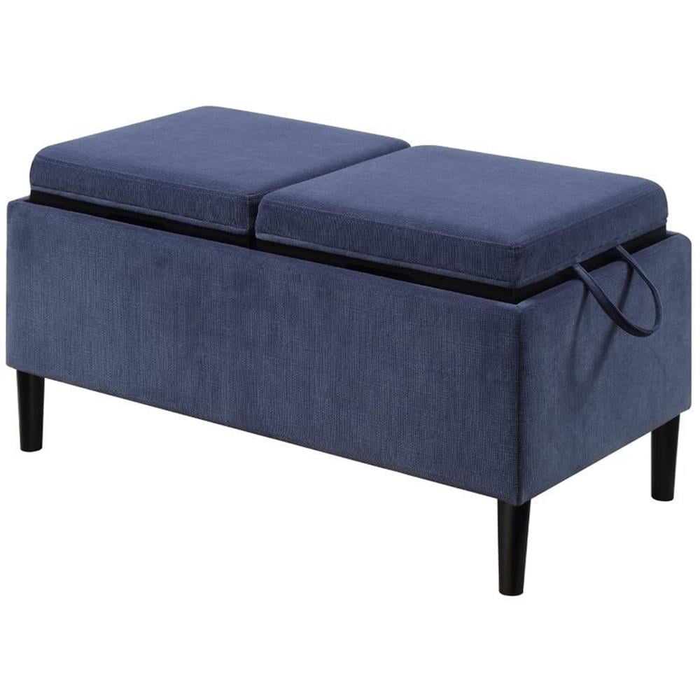 Pemberly Row Modern Storage Ottoman with Trays in Blue Fabric - Walmart.com