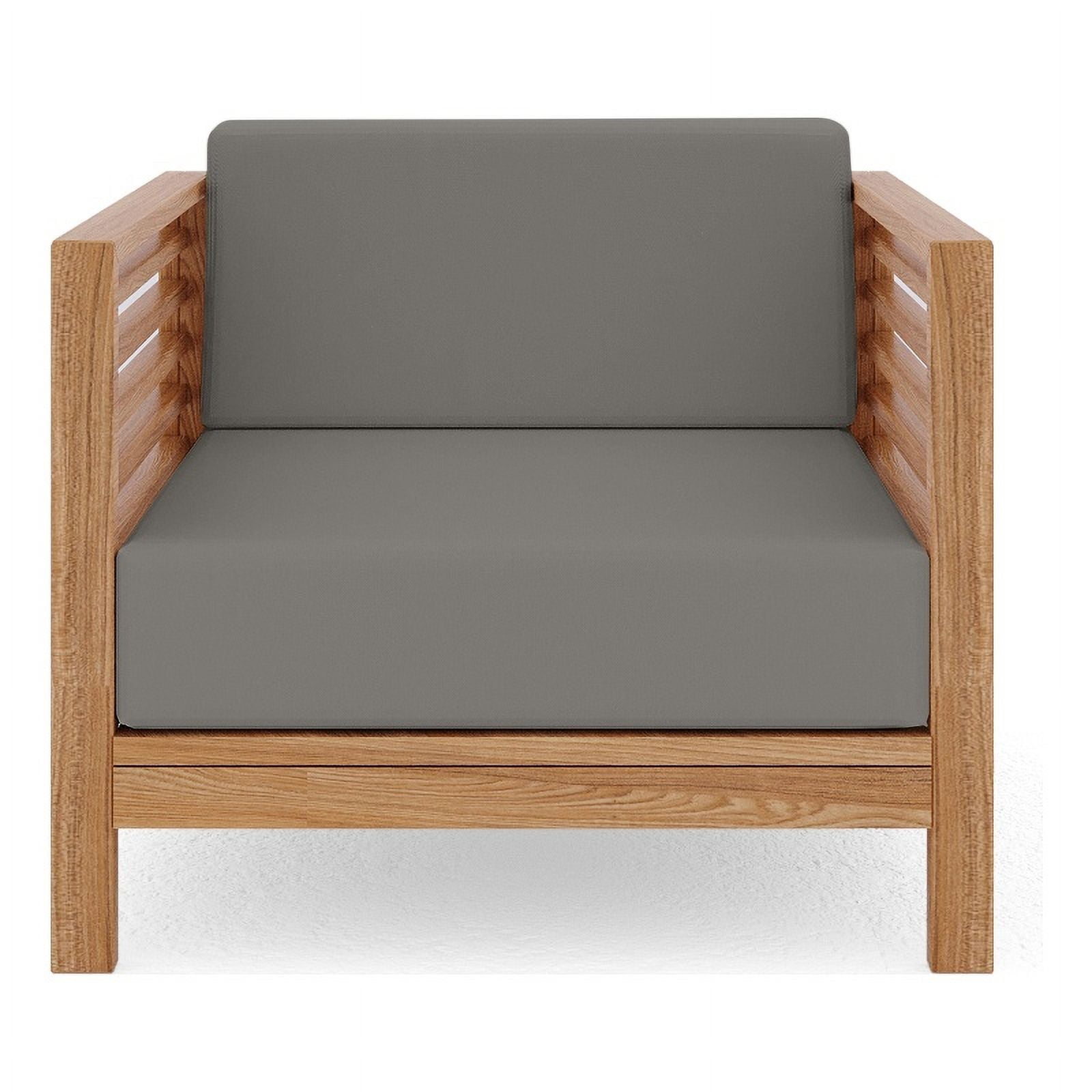 Pemberly Row Modern Teak Outdoor Club Chair with Charcoal Cushion ...