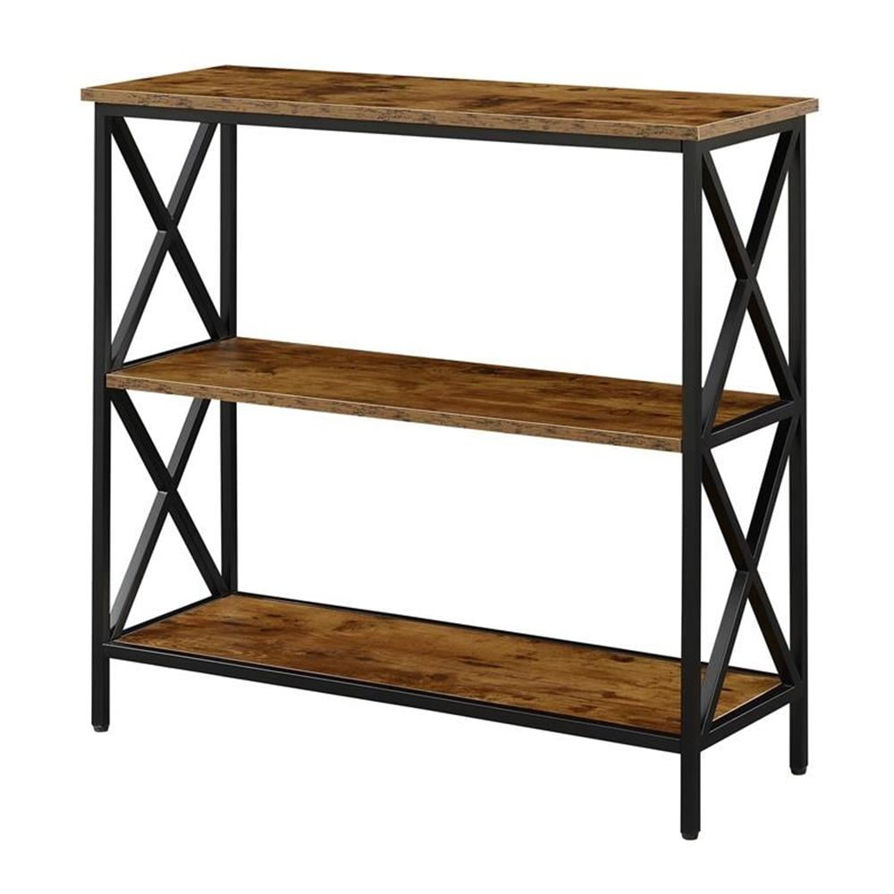Pemberly Row Modern Three-Tier Bookcase in Nutmeg Wood Finish - Walmart.com