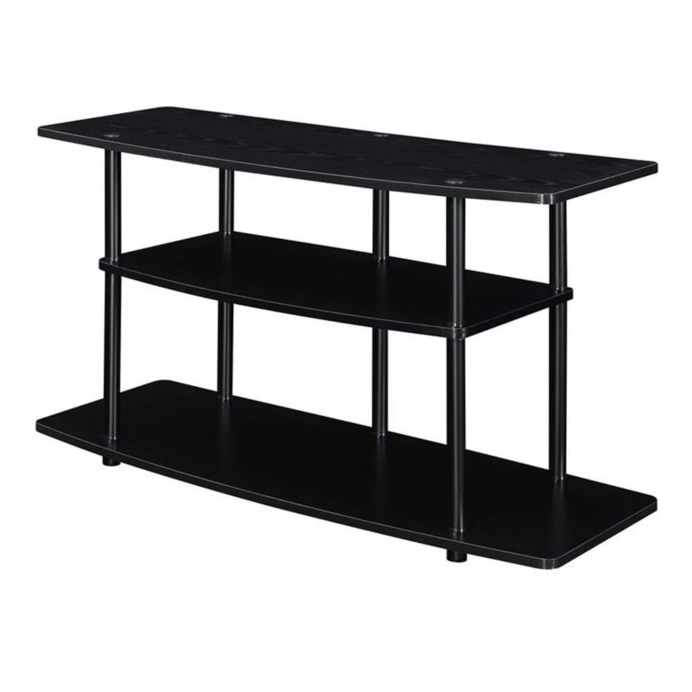 Pemberly Row Modern Three-Tier Wide TV Stand in Black Wood Finish ...