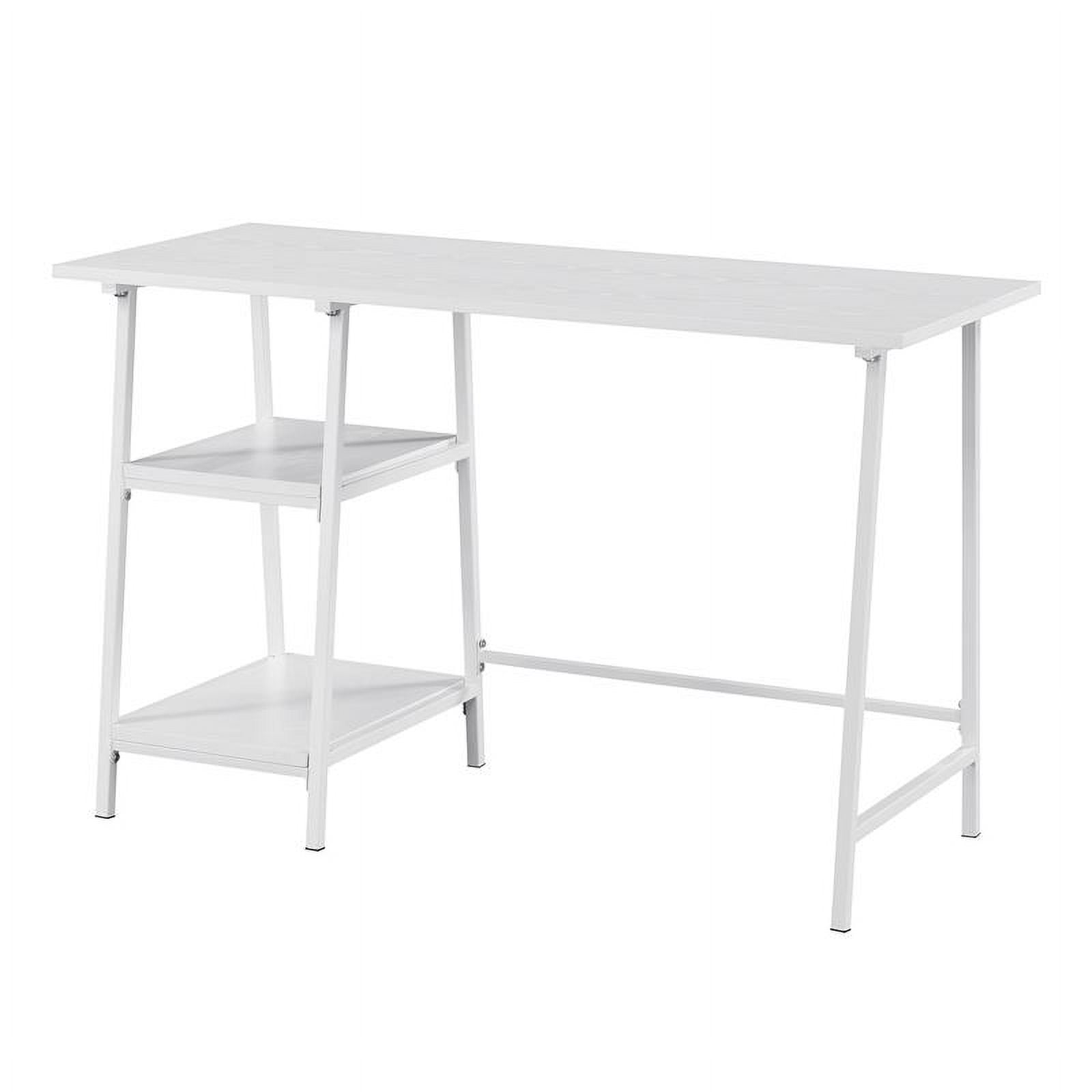 Pemberly Row Modern Trestle White Metal Desk with White Wood Top ...