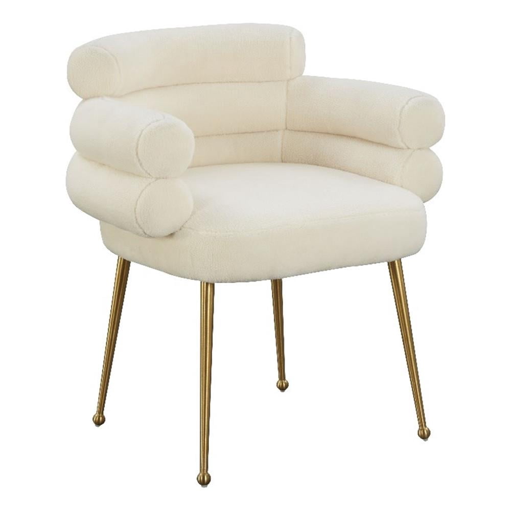 Pemberly Row Modern Upholstered Cream Faux Sheepskin Dining Chair ...