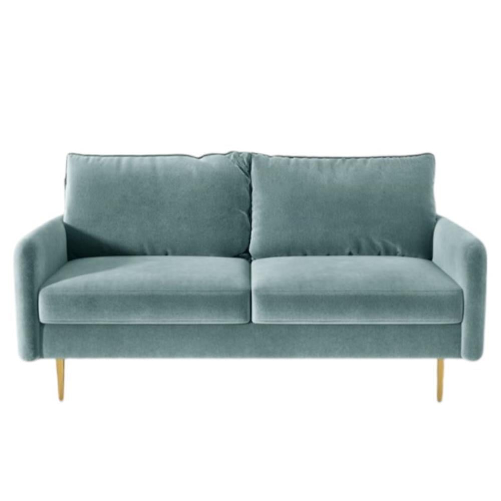 Pemberly Row Modern Velvet Living Room Sofa in Light Grayishcyan ...