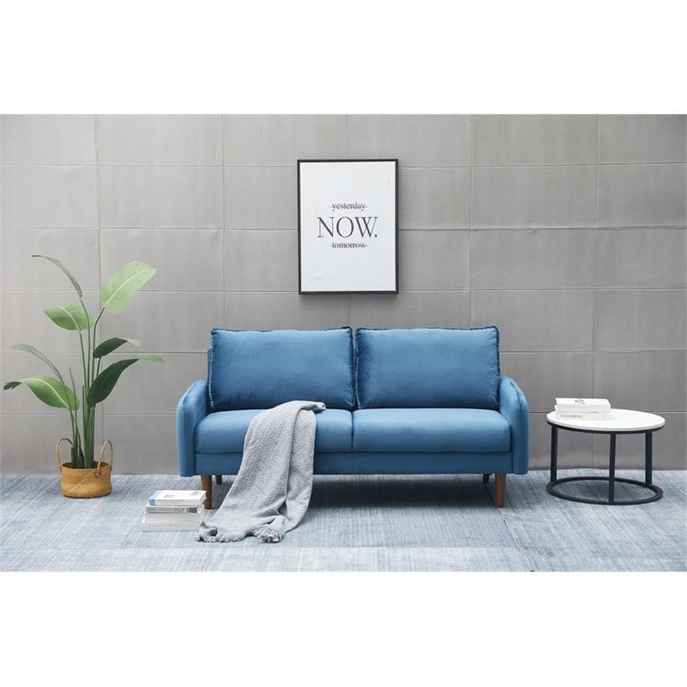 Pemberly Row Modern Velvet Living Room Sofa in Prussian Blue - Walmart.com