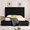 Elizabeth Upholstered Velvet Round Storage Queen Size Bed in Black ...